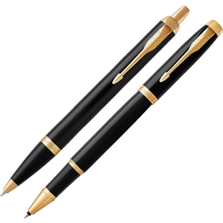 Parker IM Black Gold Finish Trim Ballpoint & Rollerball Pen Set | Executive Pens Direct