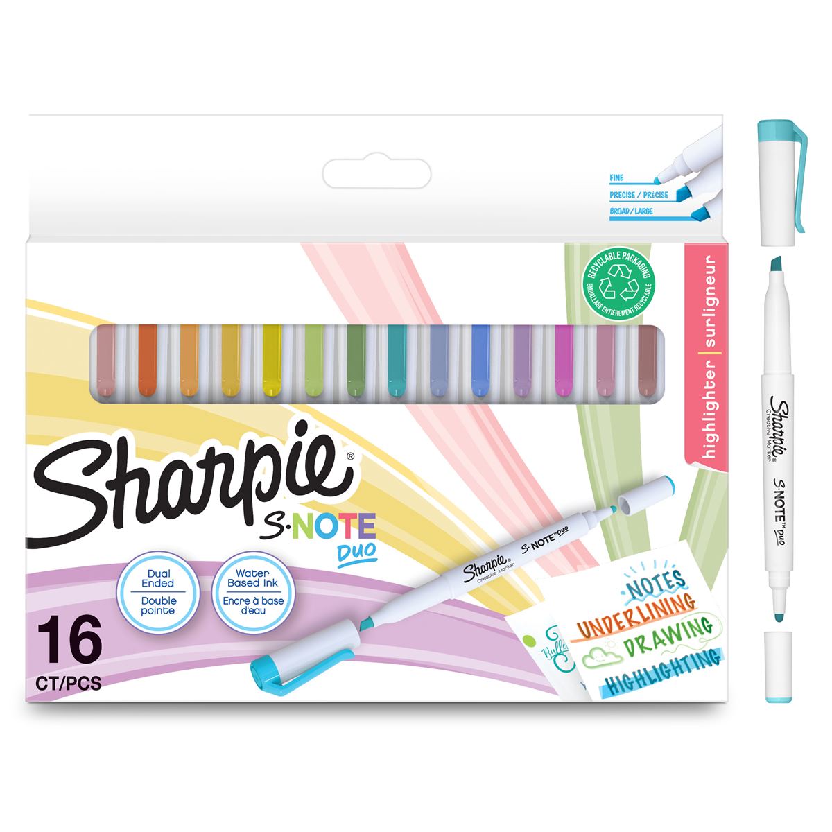 Sharpie S-Note Duo Pastel Highlighters - Pack of 16 | Executive Pens Direct