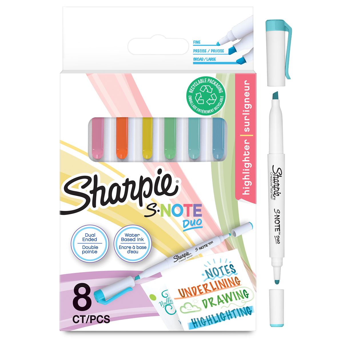 Sharpie S-Note Duo Pastel Highlighters - Pack of 8 | Executive Pens Direct