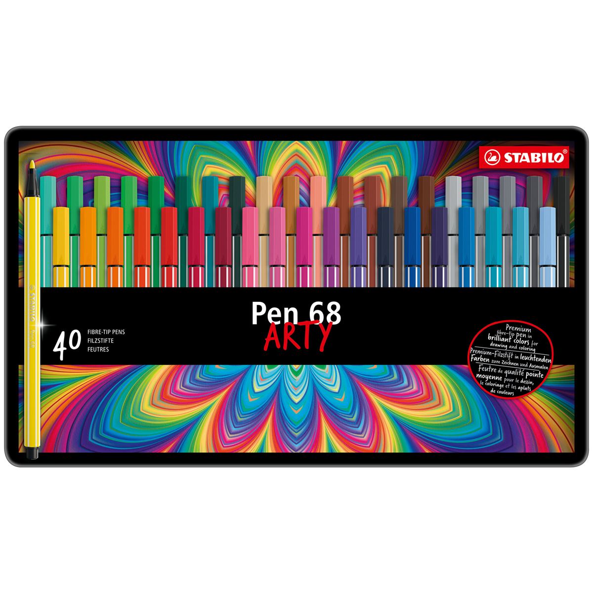 STABILO Pen 68 ARTY Felt Tip Pens - Tin of 30 | Executive Pens Direct