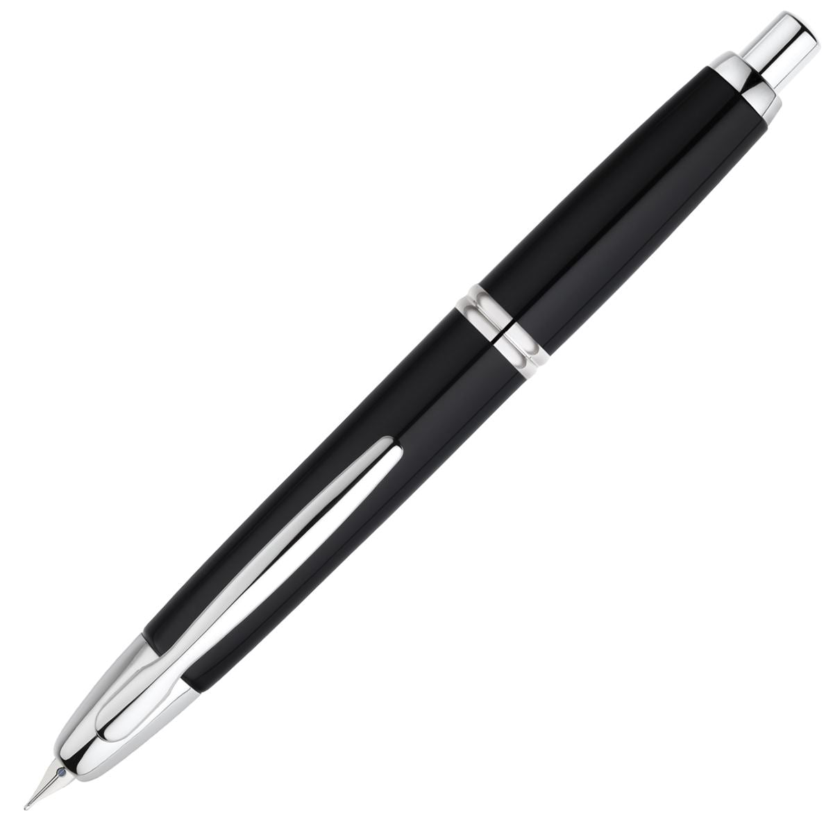 Pilot Capless Rhodium Trim Black Barrel Fountain Pen