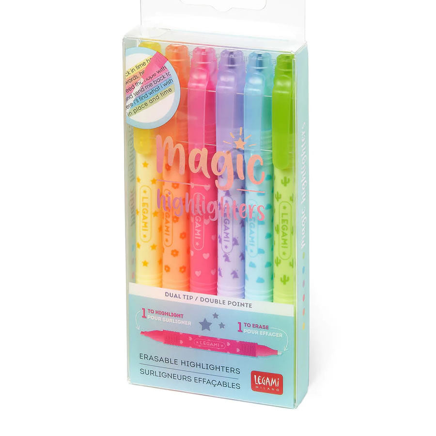 Legami Magic Erasable Highlighters - Set of 6 | Executive Pens Direct
