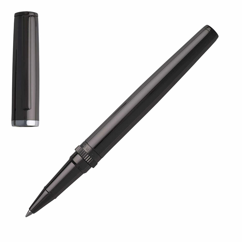 Hugo Boss Gear Metal Dark Chrome Rollerball Pen | Executive Pens Direct