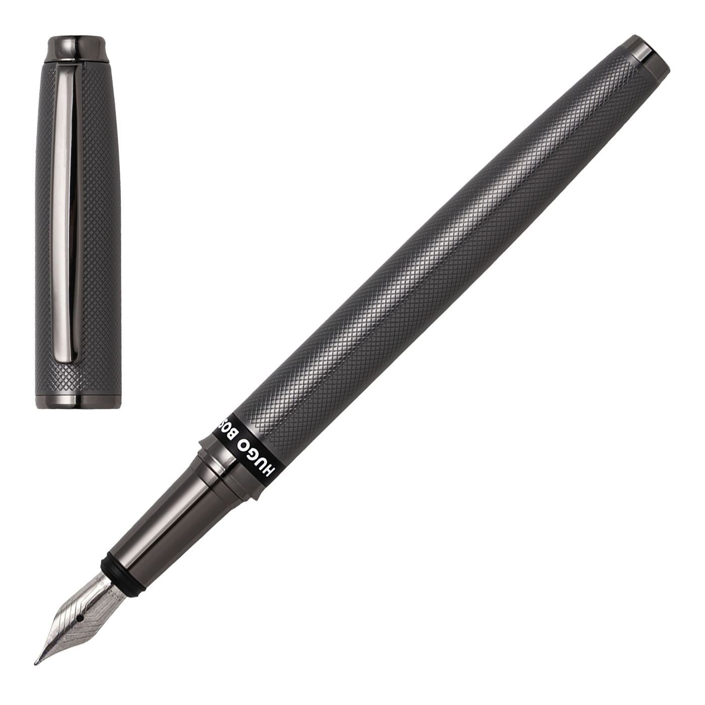 Hugo Boss Stream Gunmetal Fountain Pen | Executive Pens Direct