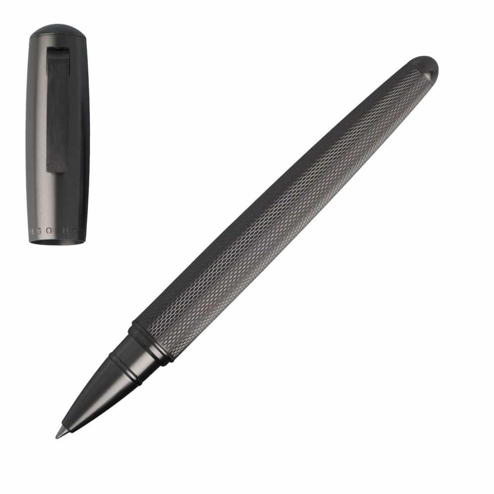 Hugo Boss Pure Matte Dark Chrome Rollerball Pen | Executive Pens Direct