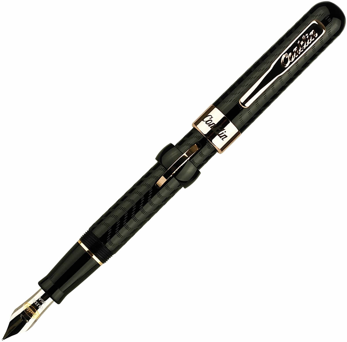 Conklin Mark Twain Crescent Filler Fountain Pen - Black Chase with Rose ...