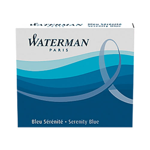Pack of 8 Large Waterman Fountain Pen Cartridges in Blue